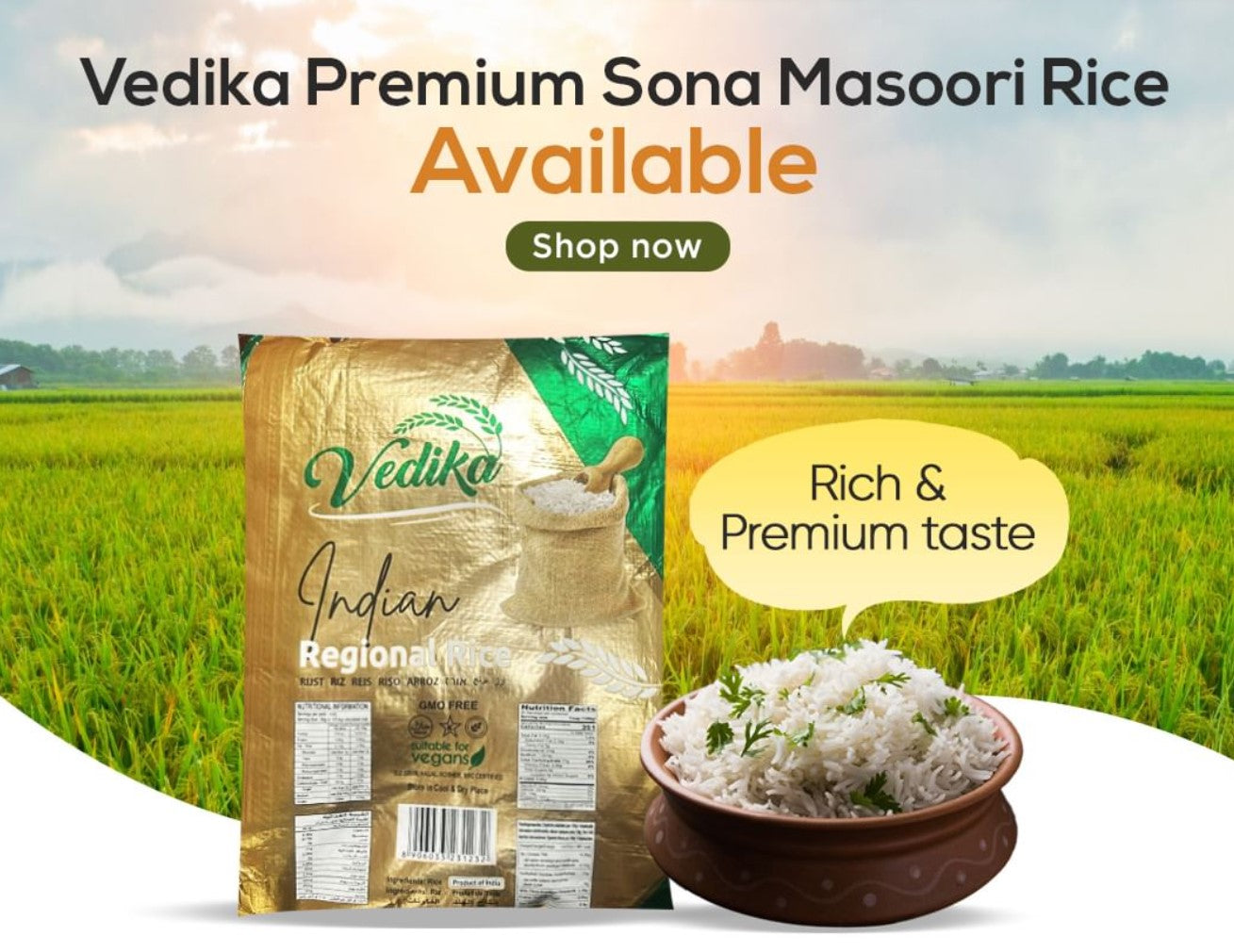 Vedika Premium Sona Masoori Rice - 20 Lbs – Nalam Foods USA